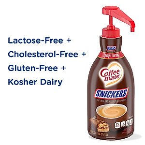 Nestle Coffee mate Coffee Creamer, Snickers, Concentrated Liquid Pump Bottle, Non Dairy, No Refrigeration, 50.7 Fl Oz (Pack of 2)