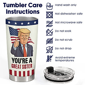 34HD Sister Gifts from Sister Brother, Funny Sisters Tumbler with Lid Stainless Steel 20 oz, Great Sister Mug, Sister Birthday Gifts Ideas