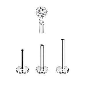 FANSING Dangle Earrings Stud Surgical Steel Silver Cartilage Earring Conch Piercing Jewelry Helix Earrings Tragus Earrings Clear CZ End with 18g 6mm 8mm 10mm Internally Threaded Posts