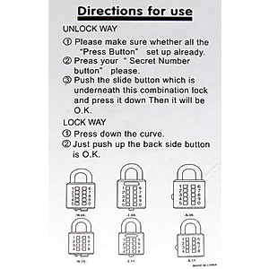 MIONI 10 Digit Push Button Combination Padlock, 5 Digit Locking Mechanism, Black