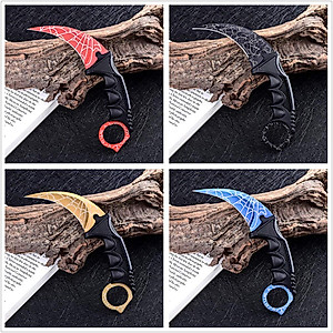 Karambit Knife Set of 2, Stainless Steel Fixed Blade Tactical Knife with Sheath and Cord Knife CS-GO for Hunting, Camping, Self Defenses and Field Survival