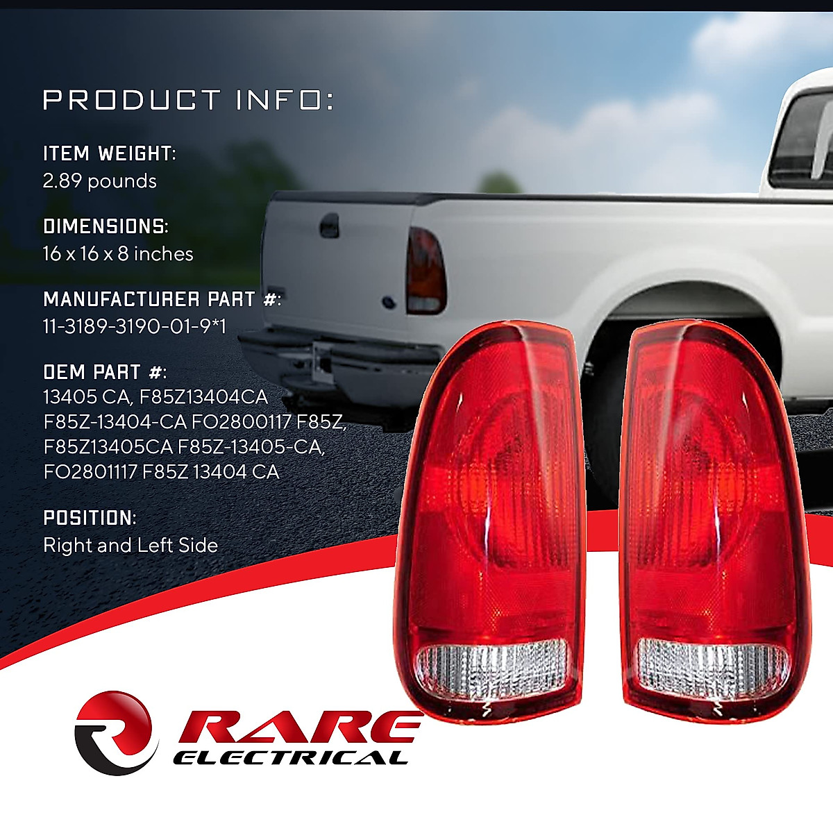 RAREELECTRICAL New Tail Light Pair Compatible With Ford F250 F350 Super Duty 99-07 Fo2801117 F85z 13404 Ca F85z13405ca F85z-13405-Ca F85z13404ca F85z-13404-Ca Fo2800117 F85z 13405 Ca