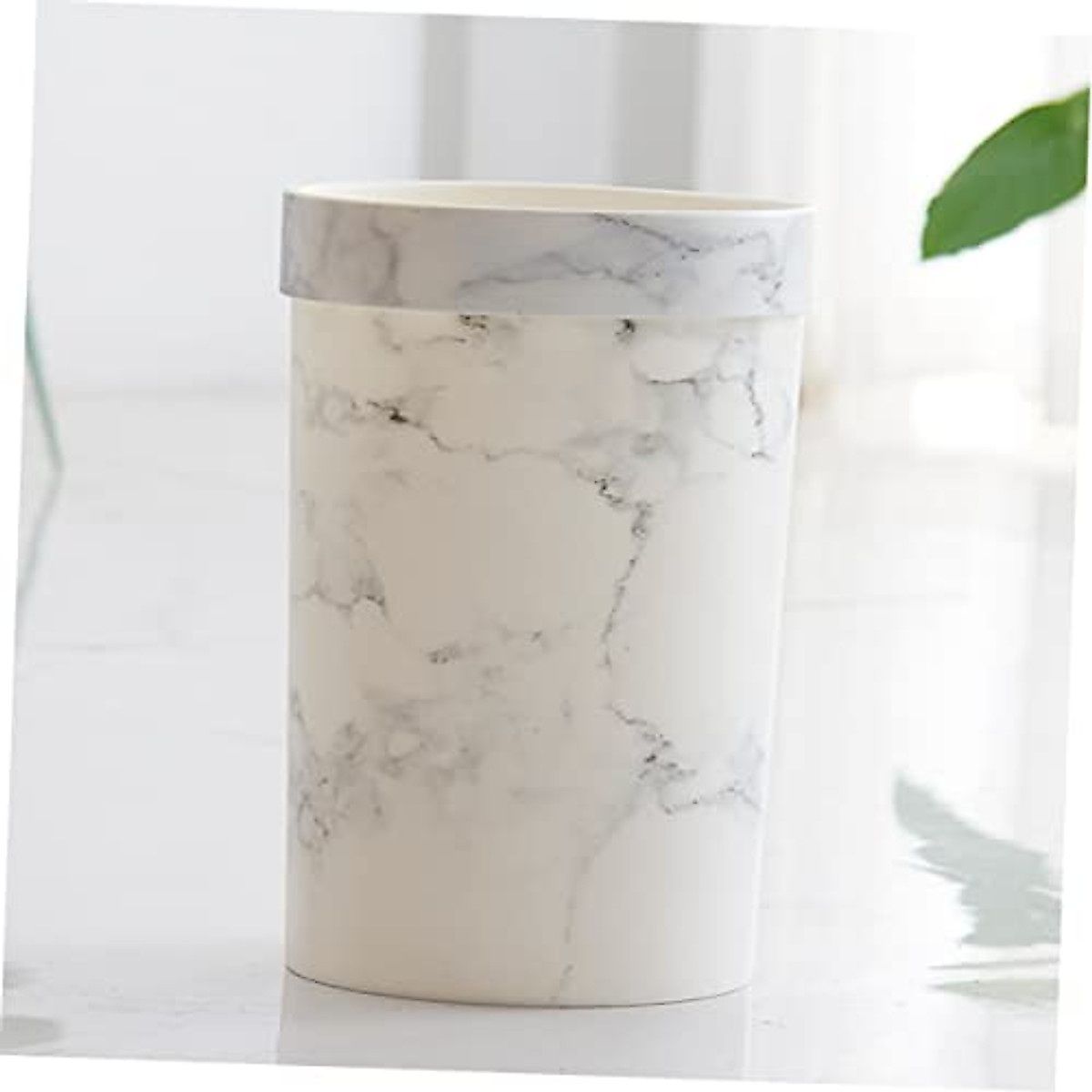 Garneck 1pc Garbage Can Platic Garbage Bin Waste Paper Basket Marble Wastebasket Table Trash Can Small Garbage Bin Small Trash Can Car Trash Can Storage Tank No Cover White Plastic Office