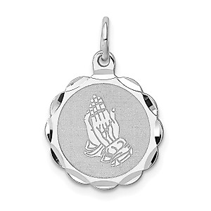 IceCarats 925 Sterling Silver Jesus Christ Praying Hands Lord Serenity Prayer Disc Necklace Religious Pendant Christian Faith Charm Only