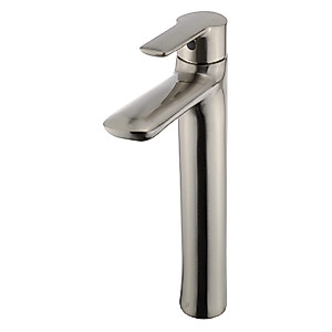 Fine Fixtures Round Single Hole Vessel Sink Bathroom Faucet, Satin Nickel