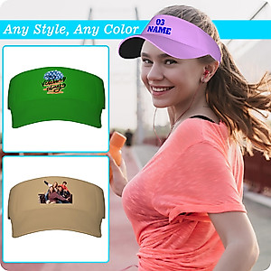 Custom Visor Hat for Men Women Personalized Design Your Own Text Logo Adjustable Sport Baseball Cap (Polyester, White)
