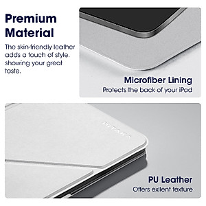 PITAKA iPad Pro 11 Inch Case, Compatible with iPad Air M3/M2 11 Inch (4-7th Gen) & 2022/2021/2020/2018 iPad Pro 11 (1-4th Gen), Portrait/Landscape Magnetic Case with 4 Standing Angles - White