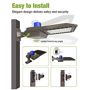 YXL LED Parking Lot Light, 200W LED Shoebox Light with Dusk to Dawn Photocell,28000LM 5000K Daylight Arm Mount, IP65 Waterproof, LED Area Light for Parking Lot Sports Stadium, 3 Pack