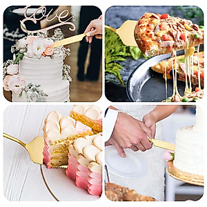 Zoyiancy Wedding Cake Knife and Server Set, Gold Cake Cutting Set, Stainless Steel Cake Cutter Slicer, Cake Cutter Set for Wedding, Birthday, Parties and Events