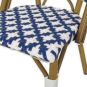 Christopher Knight Home Anastasia Outdoor French Bistro Chair (Set of 4), Blue + White + Bamboo Print Finish