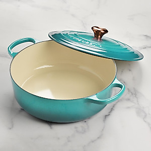 Le Creuset Signature 6.75-quart Round Wide Oven with Copper Knob - Enameled Cast Iron (Caribbean)