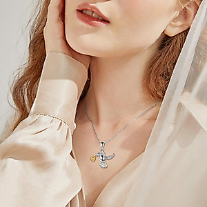 ONEFINITY Cremation Jewelry for Ashes Sterling Silver Sunflower Hummingbird Memorial Urn Necklace for Ashes Hummingbird Pendant Keepsake Memory Necklace Gifts for Women