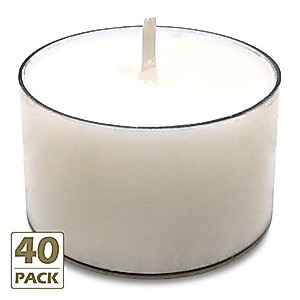 Hyoola Pure Tealight Candles - 100% Natural Candles Non Toxic - 7 Hour Vegan Tea Lights Candles in Clear Cup - 40 Pack