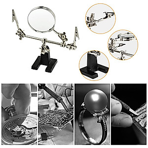 AORAEM Helping Hands Magnifier with Dual Adjustable Alligator Clips in 2.5x Magnifying Glass Soldering Station for Crafting, Hobby, Micro Objects (Not Include Battery)