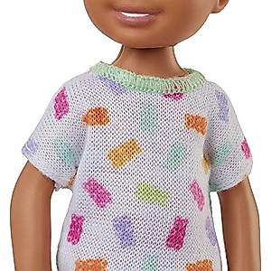 Barbie Chelsea Doll, Small Boy Doll with Brown Hair & Blue Eyes Wearing Gummy Bear T-Shirt, Shorts & Shoes
