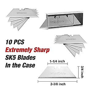 WORKPRO Folding Utility Knife with Belt Clip and Extra 10-piece Blades, Wood Handle Heavy Duty Cutter, Quick-change & Back Lock