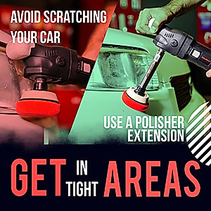 Maxshine Stainless Steel Rotary Extension Shaft Set, 2in, 3in, 5in, fits 5/8 Backing Plate, 3 Piece Rotary Polisher Extender, Car Polishing and Angle Grinder Extension, Rotary Polisher Accessory