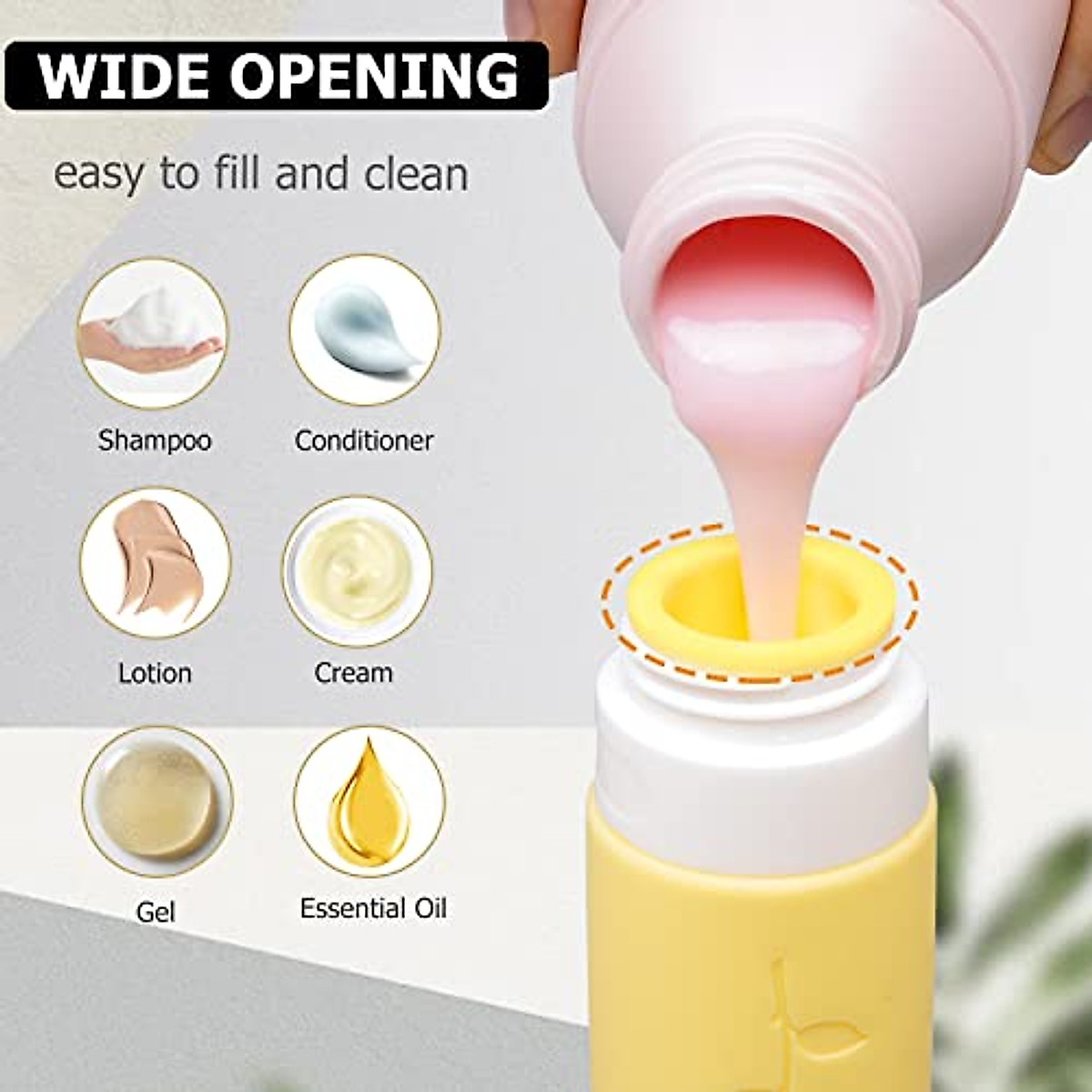 Kitchen GIMS Travel Bottles for Toiletries 3 oz Travel Size Bottles BPA Free Leak Proof Travel Silicone Bottles Travel Liquid Containers for Shampoo Conditioner and Lotion with Toiletry Bag