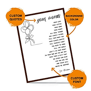 Custom Canvas Quotes, Custom Quote Print Line Art Text Poster Framed Wall Art Personalized Quote Print Custom Poem Print Calligraphy Canvas Sign Frame Letter Gift On Birthday, Anniversary Day