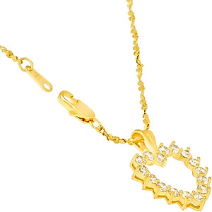 LIFETIME JEWELRY Cubic Zirconia Open Heart Pendant Necklace 24k Real Gold Plated