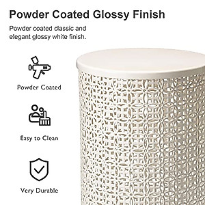 glitzhome Nesting Side Table Set of 2 Decorative Garden Stools for Indoor Outdoor Heavy Duty Metal Frame Modern End Table, Cream White