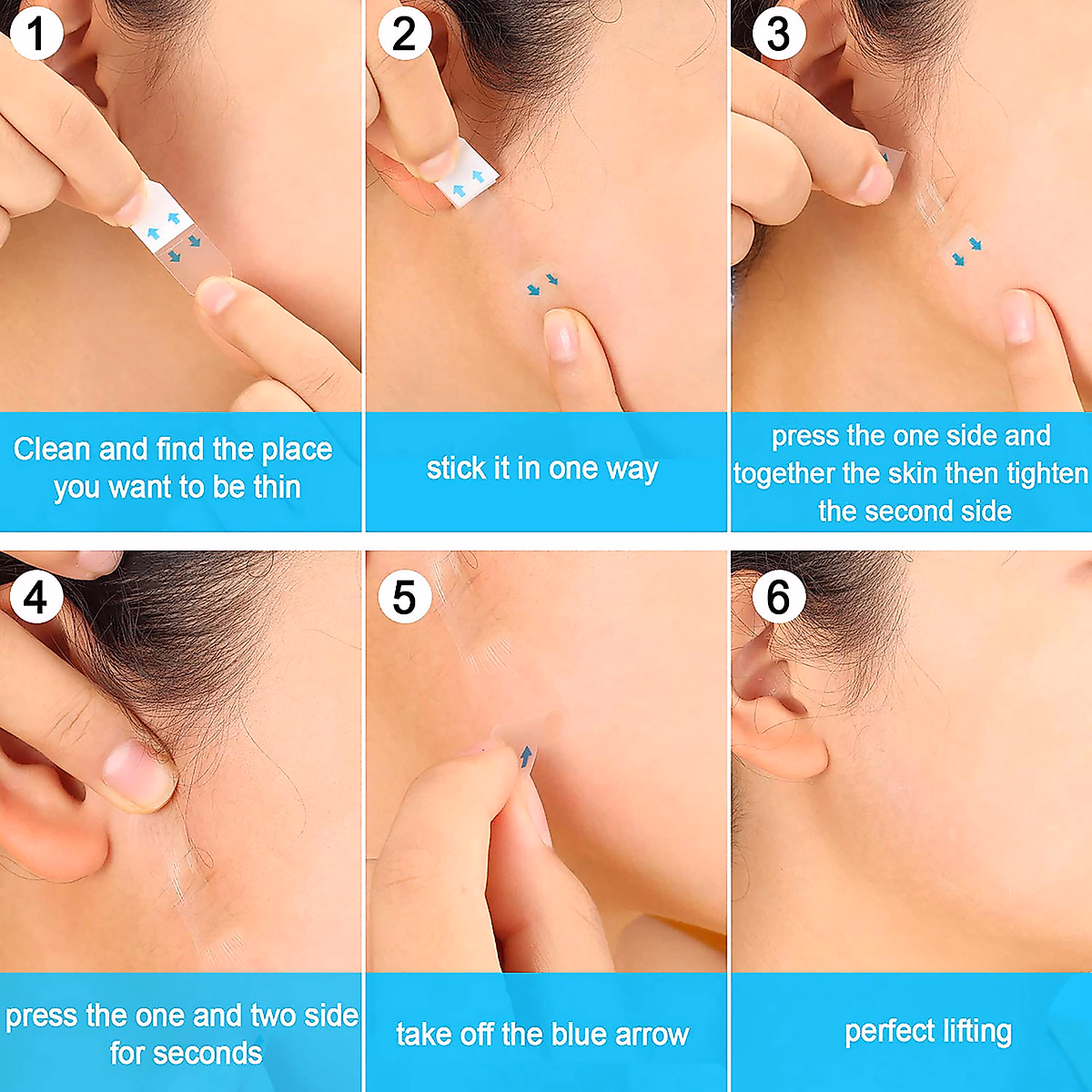 Yaomiao 200 Pieces Face Lift Tape Face Lifting Sticker Invisible Thin Face Stickers V-Shape Face Lift Tape Make-up Face Lift Tools for Face