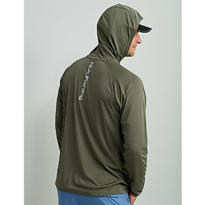 HUK Men's Standard Pursuit Vented Long Sleeve Hoodie, Fishing Shirt with Hood, Moss, Large