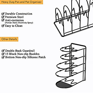 SpaceAid Heavy Duty Pan Organizer Rack for Cabinet, Pot Lid Holder, Kitchen Organization & Storage for Cast Iron Skillet, Bakeware, Cutting Board - No Assembly Required (2 pack)