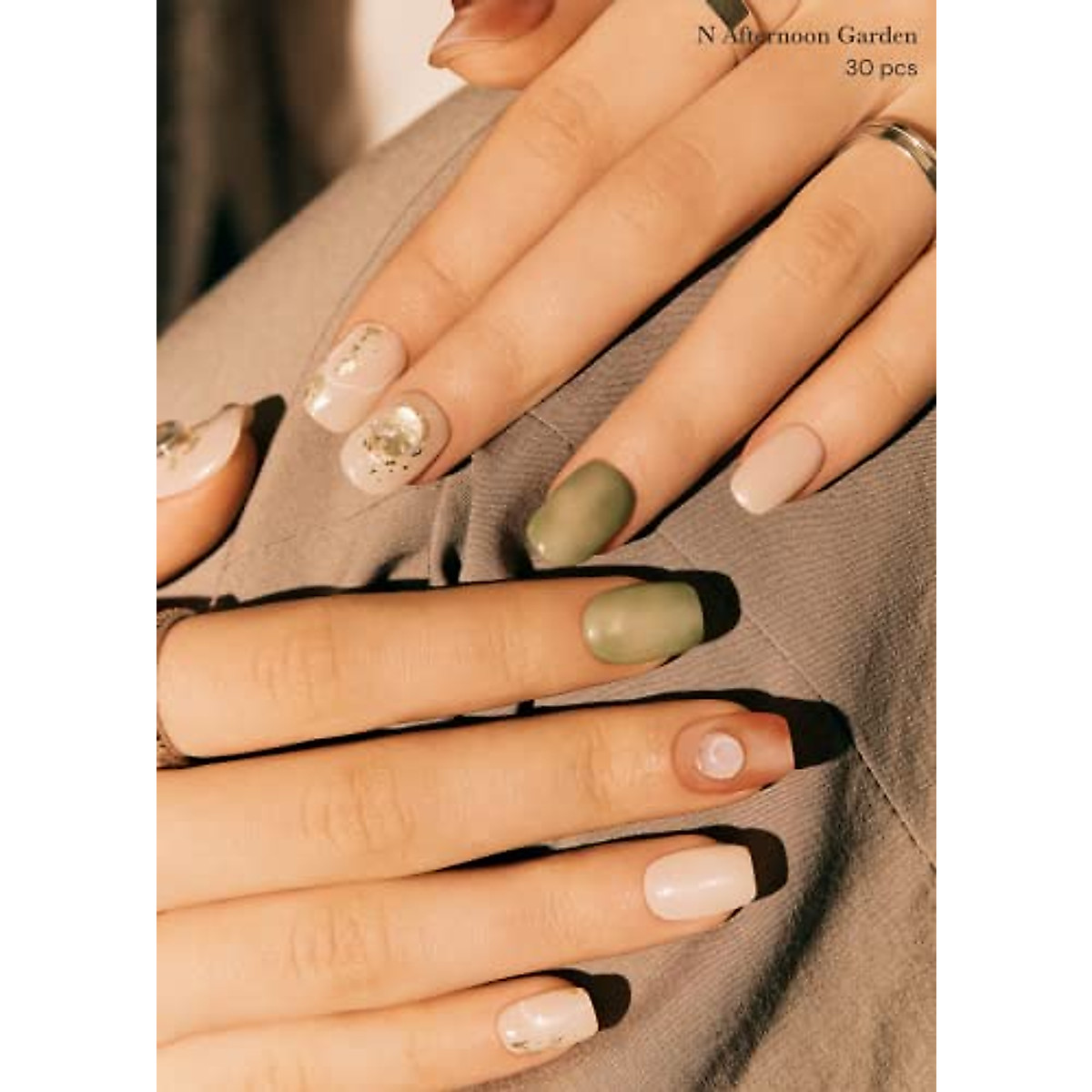ohora Semi Cured Gel Nail Strips (N Afternoon Garden) - Works with Any Nail Lamps, Salon-Quality, Long Lasting, Easy to Apply & Remove - Includes 2 Prep Pads, Nail File & Wooden Stick