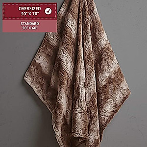 Beautyrest Zuri Reversible Faux Fur to Mink Electric Blanket, Auto Shut Off, Virtually Zero EMF, Multi Heat Setting, UL Certified, Machine Washable, Tan Tip Dye Throw 50x70"