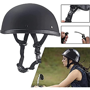 Beanie Motorcycle Half Helmet, DOT Certification Adult Skull Cap Retro Open-Face Motorbike Helmet, Lightweight Cool German Style Helmet, for Men and Women Chopper Moped Scooter Vespa (C,L)