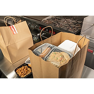 AmerCareRoyal Case of 200 Recyclable Kraft Paper Bags with Twisted Handles - Eco-Friendly Brown Grocery Bags - Durable & Recyclable Packaging, Shopping Bags, Brown Bags with Handles - 12"x9"x15.75"