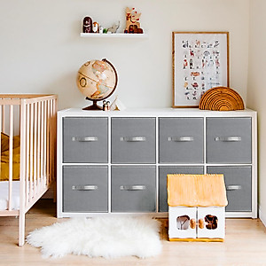 Somdot Fabric Storage Bins with Handle, 10.6 Inch Collapsible Storage Cubes, Foldable Organization Baskets for Closet Shelves Offices Toys, Set of 6 - Gray