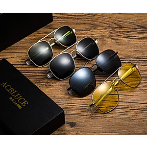 ACBLUCE Pilot Aviator Sunglasses for Men Women Retro Military Navigator Army Polarized Classic Gold Glasses