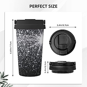 Insulated Coffee Mug Shiny Silver Glitter 17oz Double Wall Vacuum Stainless Steel Tumbler With Leak-Proof Lid And Handle, Cute Travel Thermos Mug For Cold Hot Drinks