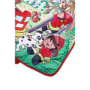 Baby Titi - Toddler Nap Mat with Removable Pillow, Carrying Handle and Strap Closure, Rollup Design, Soft Microfiber for Preschool, Daycare, Travel Sleeping Bag - Ages 2-4 Years (Firefighters)