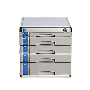 LEYT Flat File Cabinet, Drawer Organizer Lockable, for Office Supplies Storage, Aluminum Alloy - Grey