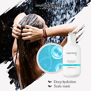 AMAZONICA BELEZA Argan Oil Conditioner for Moisturizing and Nourishing (300ml/10.1 Oz) | Hydrate & Repair Moisture Conditioner for Dry Hair | Acondicionador Hidratante con Vitamina E