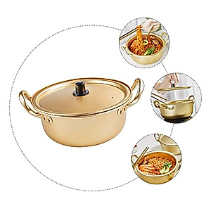 YARNOW 2 Pcs Korean Instant Noodle Pot Japanese Noodles Ramen Ceramic Frying Pan with Lid Steamer Cookware Deep Saucepan Korean Pots for Cooking Aluminum Pot Kitchen Pan Ramen Pot Candy