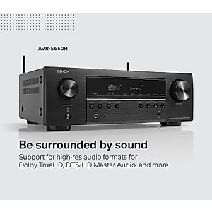 Denon AVR-S660H 5.2 Ch AVR - 75 W/Ch (2021 Model), Advanced 8K Upscaling, 3D Audio - Dolby TrueHD, DTS:HD Master & More, Wireless Streaming, Built-in HEOS, Alexa