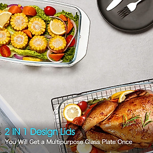 Large Glass Baking Dish, Rectangular Glass Casserole Dish With Glass Lid, Deep Glass Bakeware for Oven Safe