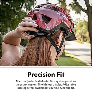 Schwinn Yahara ERT Bike Helmet for Youth Boys and Girls, Ages 8 to 14, Can Fit Head Circumference 54-58 cm, 14 Vents, Removable Visor, Adjustable Fit, Medium Red