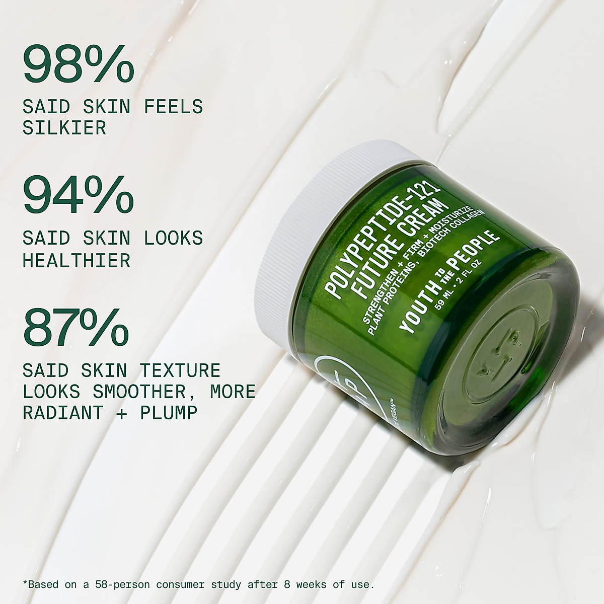 Youth To The People 121 Polypeptide Cream, Firming + Hydrating Face Moisturizer & Collagen Cream for Dry Skin, Plant Ceramide Rich Skincare Travel Size (0.5oz)