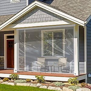 BannerBuzz Roller Shades- Clear, 0.5mm Thick Material with 48 PHR, Ultra-Clear PVC View, Easy to Maintain (60" W x 72" H)