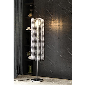 Surpars House Raindrop Crystal Floor Lamp On/Off Switch in Line,Silver