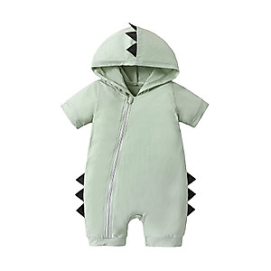 CBNRLOPOP Infant Newborn Baby Boys Girls Dinosaur Halloween Christmas Hoodie Romper Onesie Jumpsuit Outfits(Green, 3-6Months)