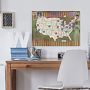 Map Your Travels Ballpark Travel Quest Poster Set | Laminated and Includes Stickers | 19"x26" | Made in the USA