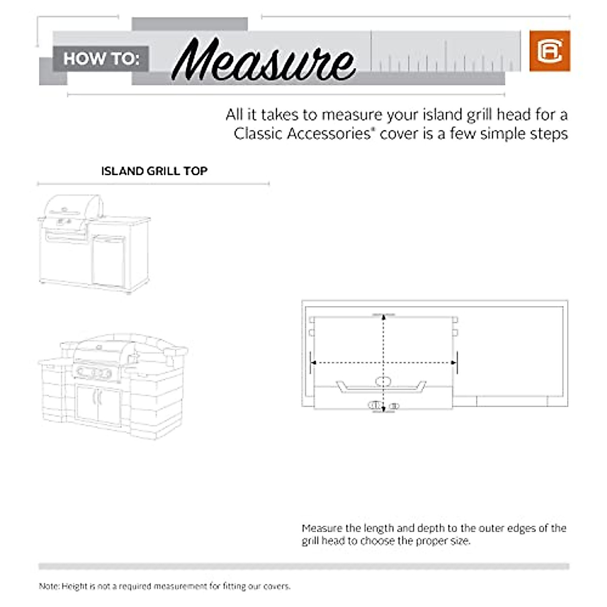 Classic Accessories Water-Resistant 32 Inch Built-In BBQ Grill Top Cover