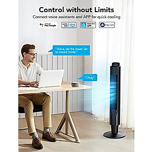 GoveeLife Smart Tower Fan 2023 Upgraded, 42 Inch WiFi Fan with Aromatherapy and Temp Sensor, Oscillating Fan with 8 Speeds 4 Modes up to 25ft/s, 24H Timer Fan Tower, 27dB Quiet Floor Fan for Bedroom