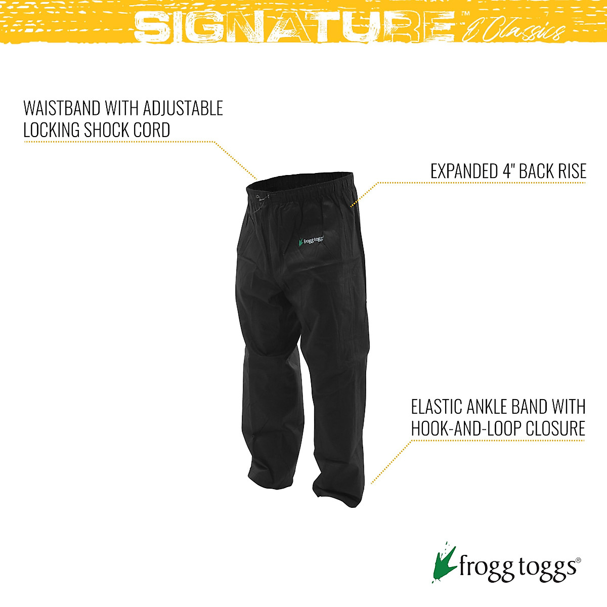 FROGG TOGGS Men's Standard Classic Pro Action Waterproof Breathable Rain Pant, Black, 3X-Large